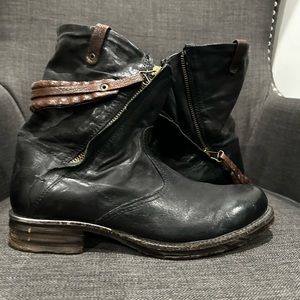 A.S.98 | Shoes | As98 Saint Metal Zip Black Leather Boots | Poshmark